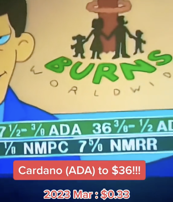 เชื่อดีไหม? การ์ตูนทำนายอนาคต The Simpsons แสดงภาพราคา Cardano (ADA ...