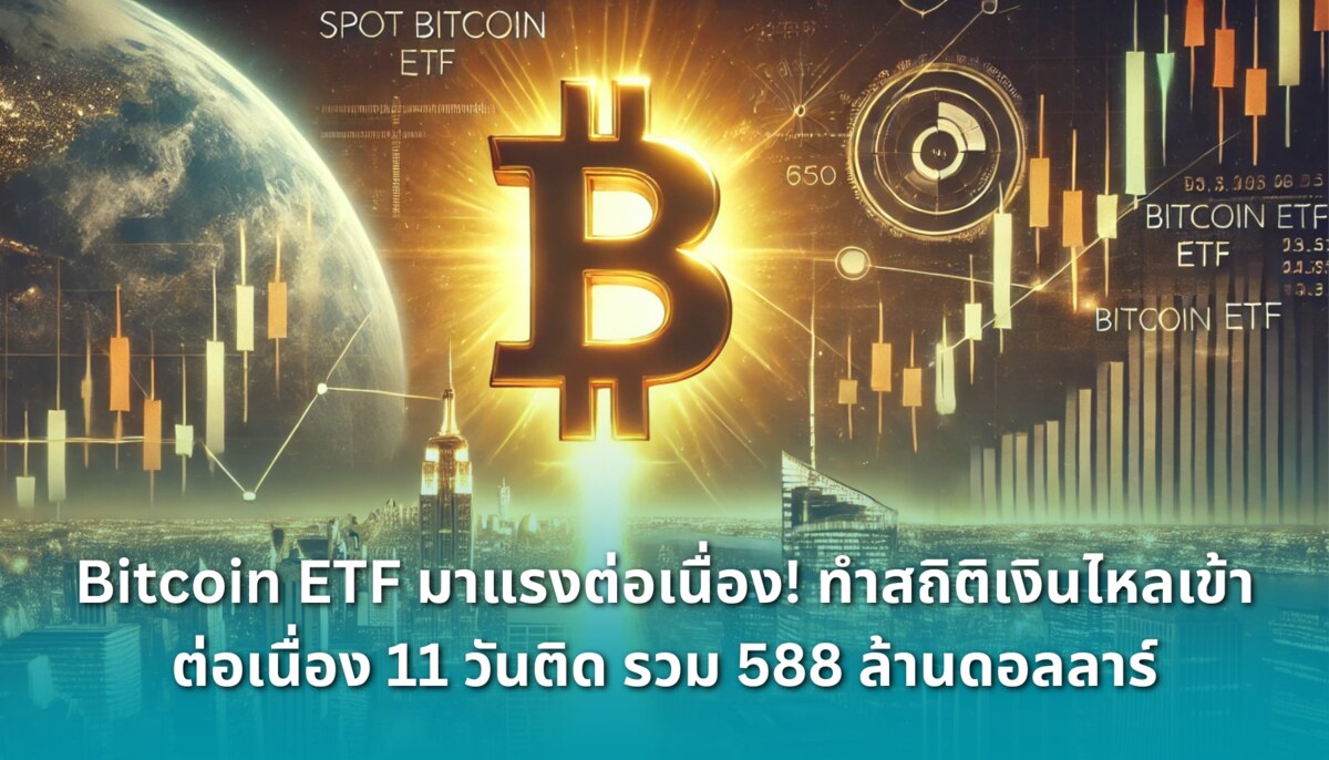 Bitcoin ETF มาแรงต่อเนื่อง! ทำสถิติเงินไหลเข้าต่อเนื่อง 11 วันติด รวม 588 ล้านดอลลาร์ - Siam ...