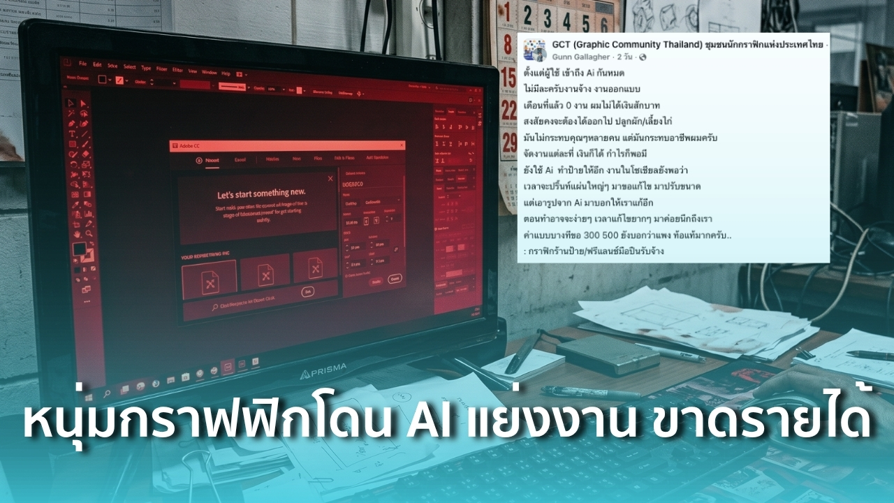 หนุ่มกราฟฟิกไทยตัดพ้อ โดน AI แย่งงาน กระทบหนัก จนไม่มีงาน ไม่มีเงิน ...